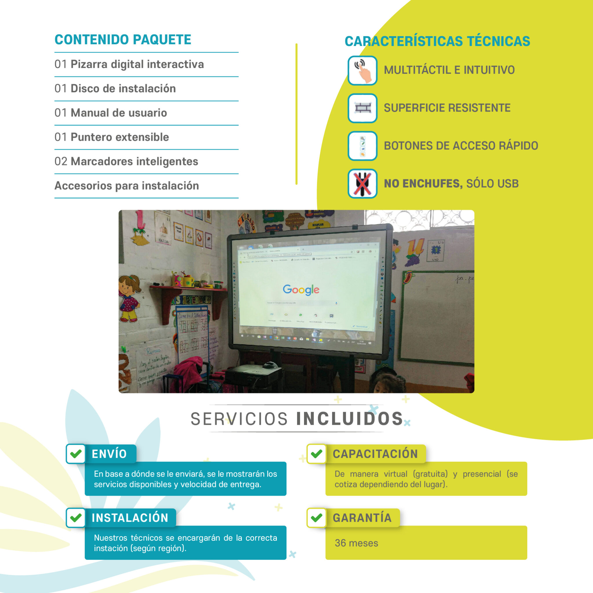 Pizarra Digital Interactiva PDI-100 (2,25m X 1,23m) – PRODIMER PERÚ