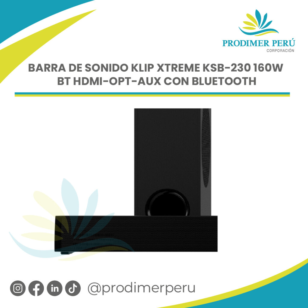 BARRA DE SONIDO KLIP XTREME KSB-230 160W BT HDMI-OPT-AUX CON BLUETOOTH ...