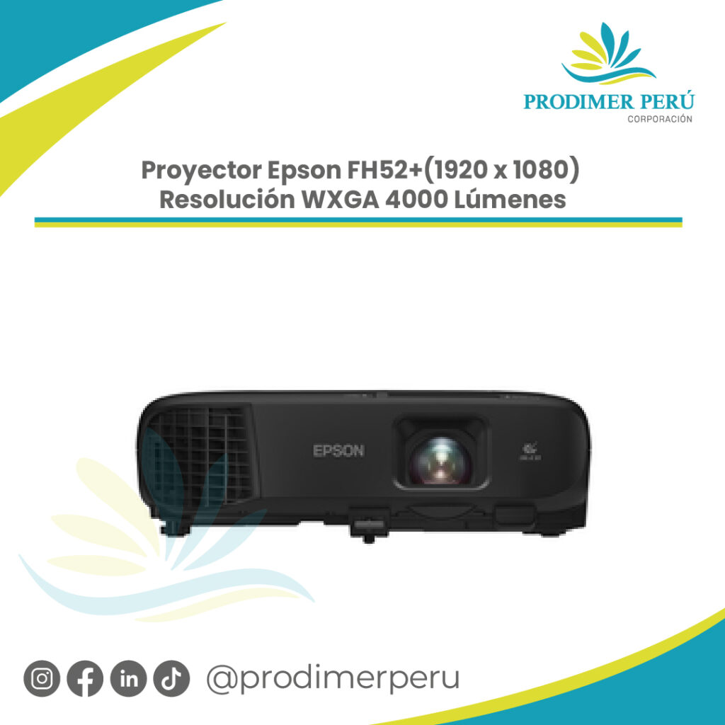 Proyector Epson FH52+(1920 x 1080) Resolución WXGA 4000 Lúmenes ...