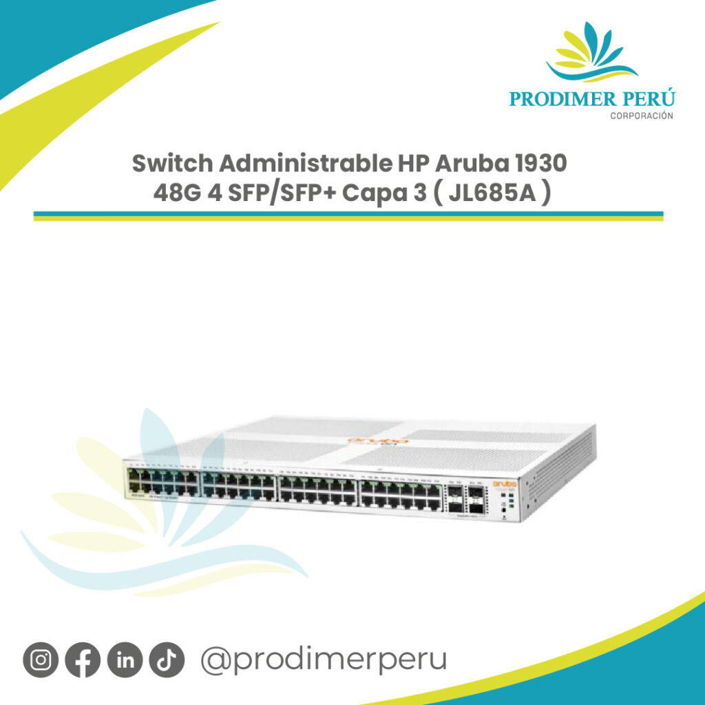 Switch Administrable HP Aruba 1930 48G 4 SFP/SFP+ Capa 3 ( JL685A ) – PRODIMER PERÚ