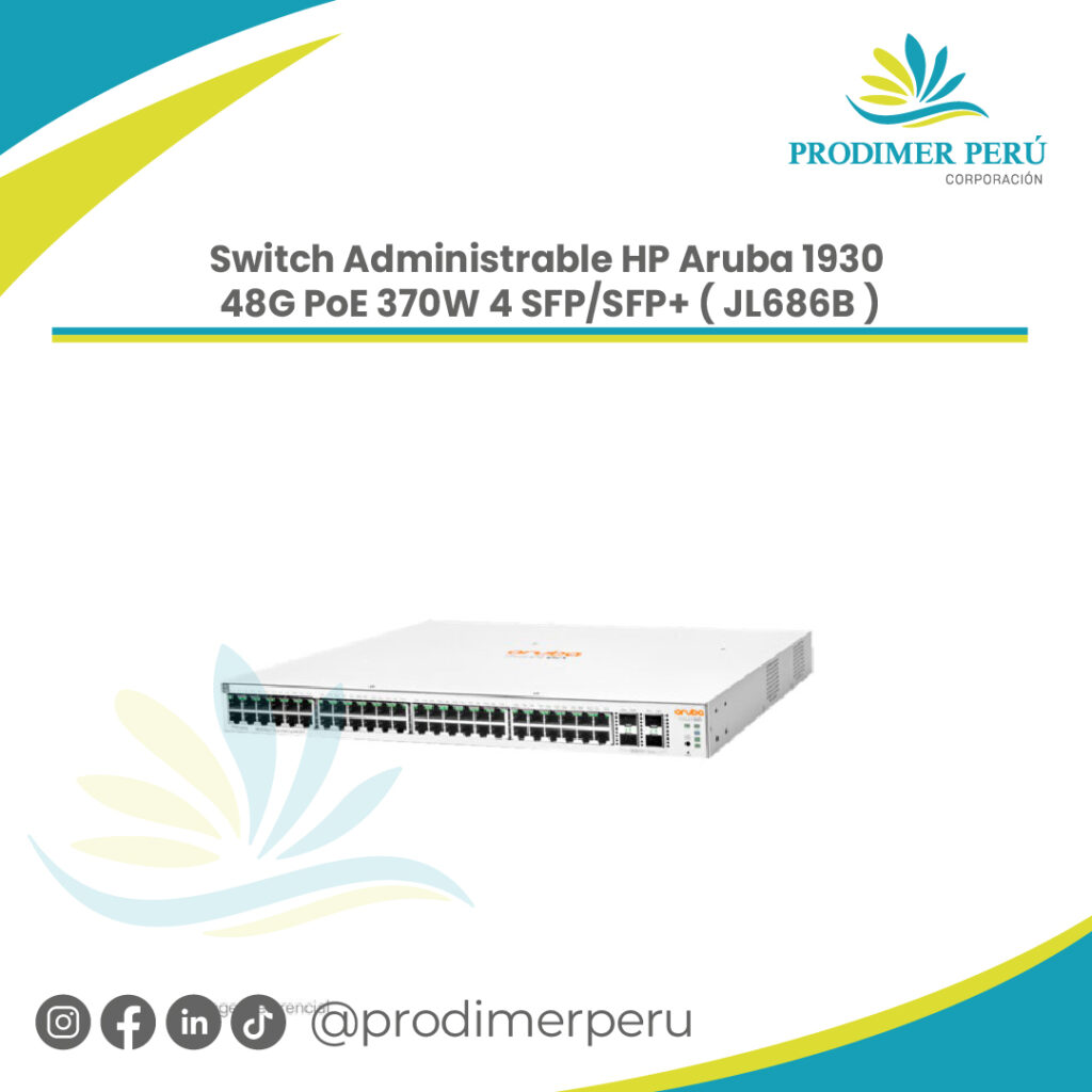 Switch Administrable HP Aruba 1930 48G PoE 370W 4 SFP/SFP+ ( JL686B ...