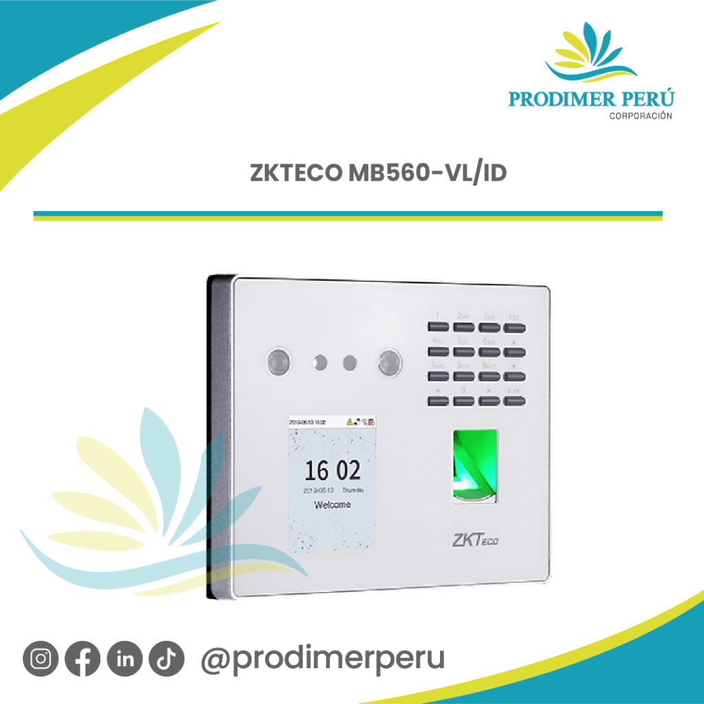 ZKTECO MB560-VL/ID Control de asistencia y acceso biométrico rostro ...
