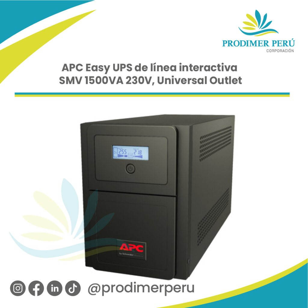 APC Easy UPS de línea interactiva SMV 1500VA 230V, Universal Outlet – PRODIMER PERÚ