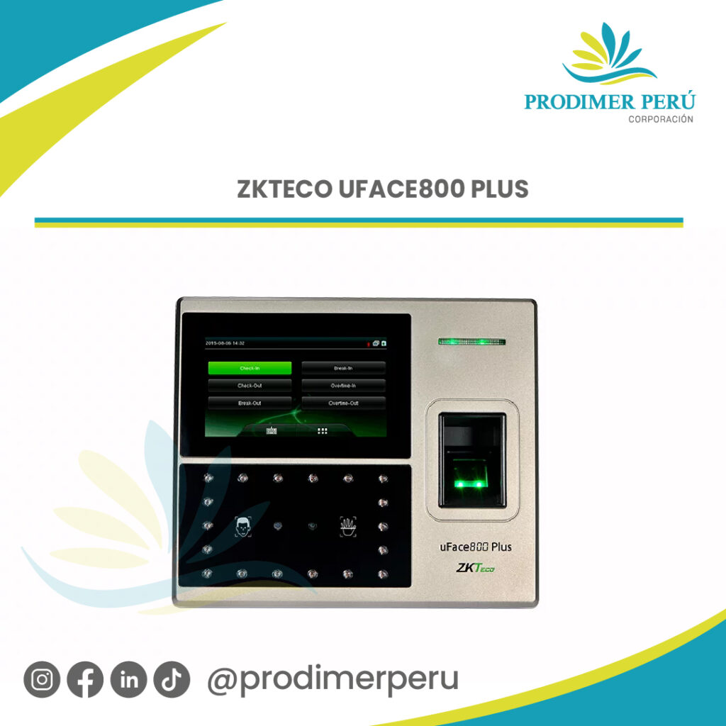 ZKTECO UFACE800 PLUS Control de asistencia y acceso rostro huella palma ...